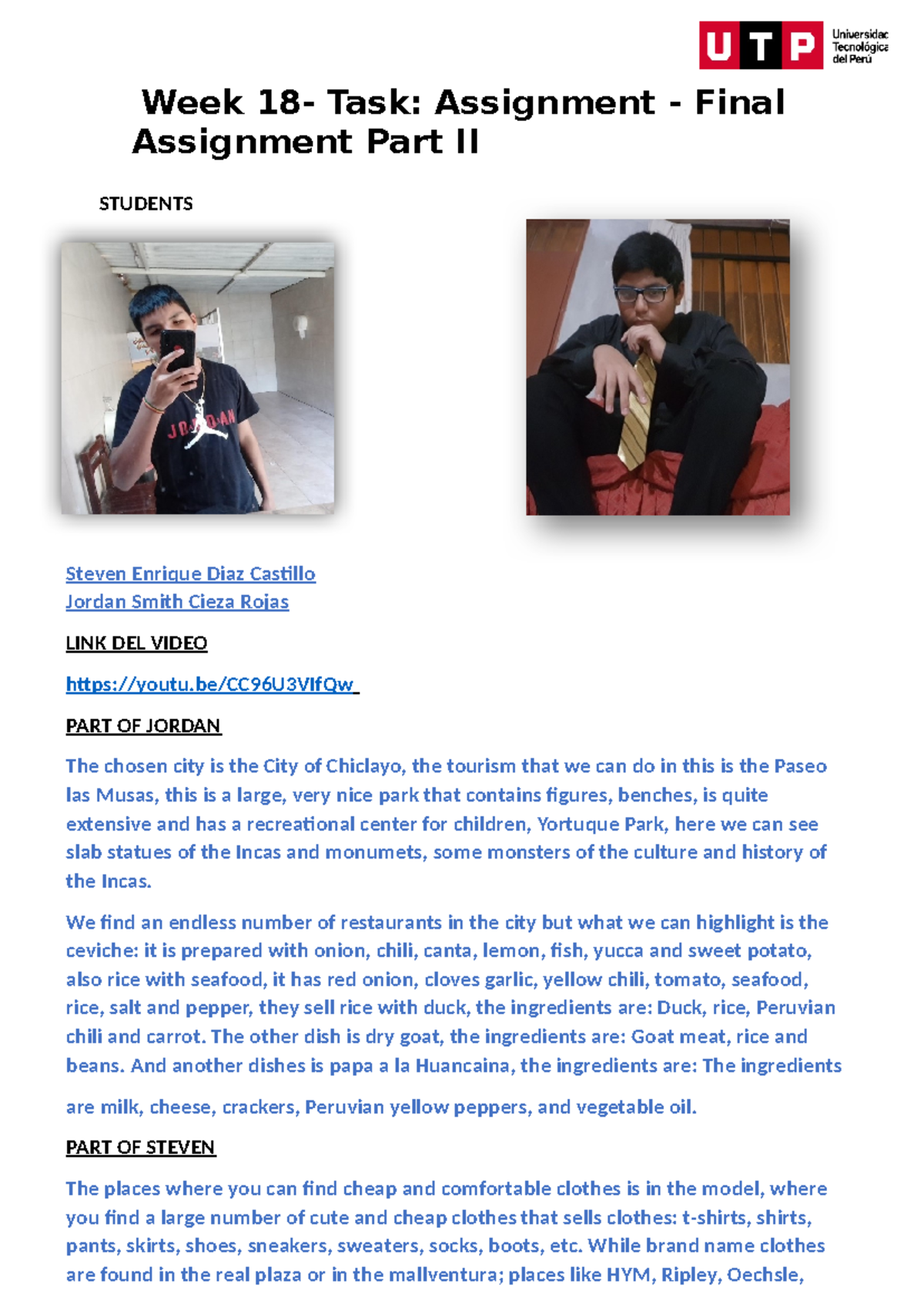 Week 18 Final Assignment Part II - Week 18- Task: Assignment - Final Assignment Part II STUDENTS ...