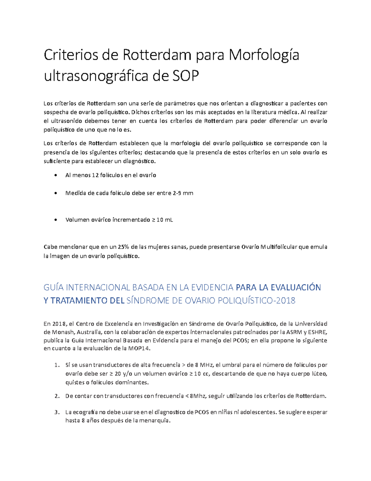 Criterios DE Rotterdam - Dichos criterios son los más aceptados en la ...
