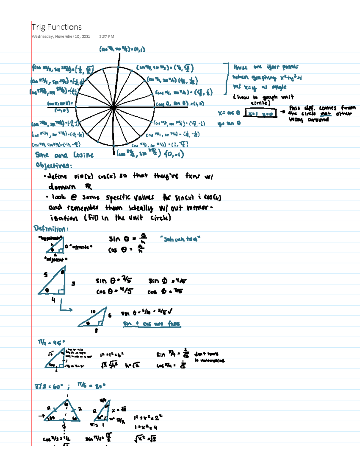 Trig functions - unit 3 - MATH 9 - dƌŝŐ &ƵŶĐƚŝŽŶƐ tĞĚŶĞƐĚĂLJ͕ EŽǀĞŵďĞƌ ...