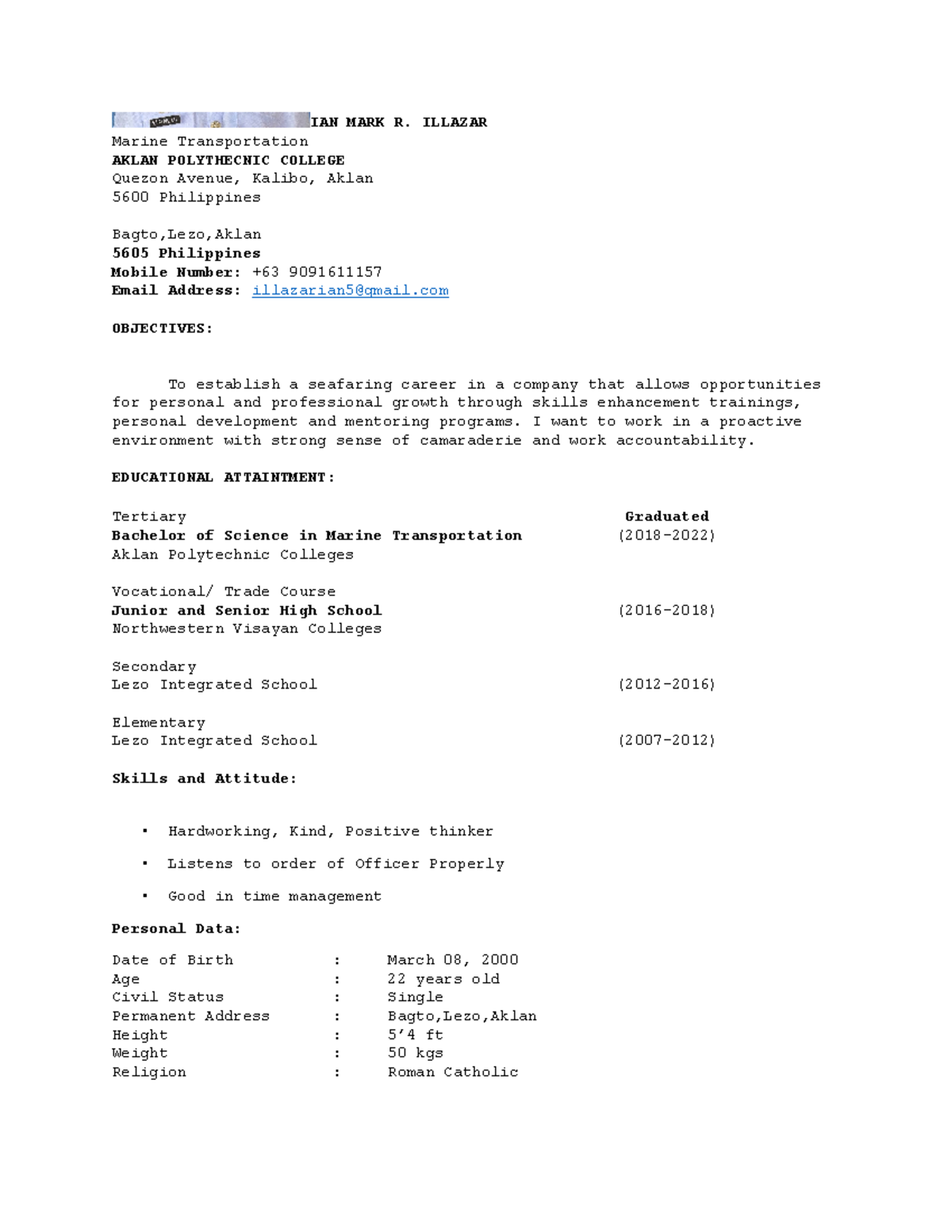 Resume OF IAN MARK R - asdfasd asdfa sdfaw esf WEF we - IAN MARK R ...