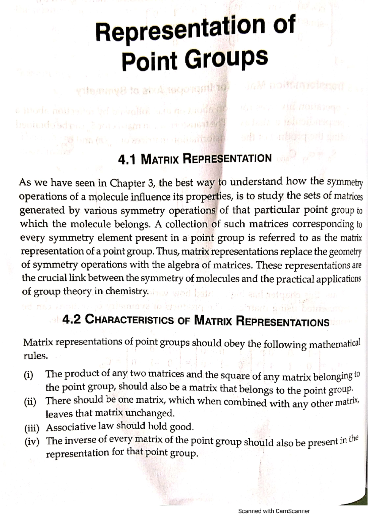 Matrix representations, Reducible and irreducible representation ...
