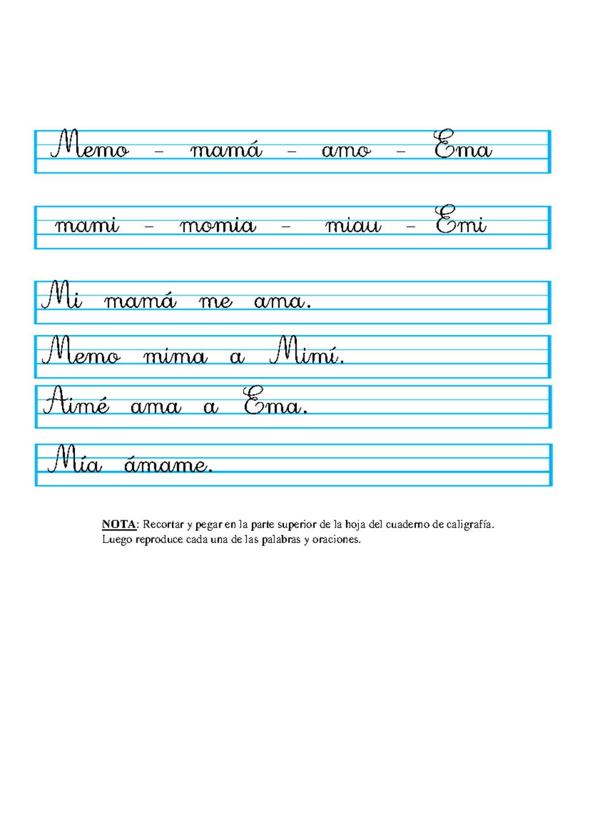 Trazo DE Palabras Y Oraciones CON M - Caligrafía - Comprensión y ...