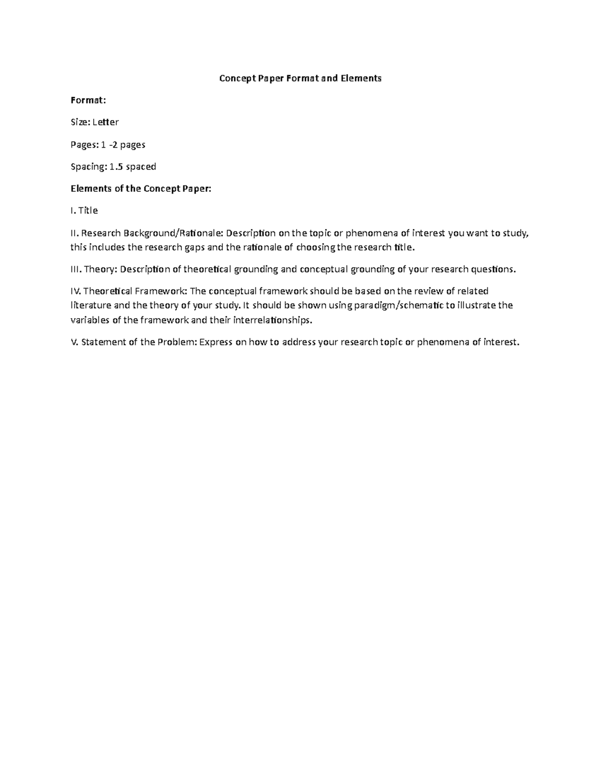 Concept Paper Format and Elements - Concept Paper Format and Elements ...