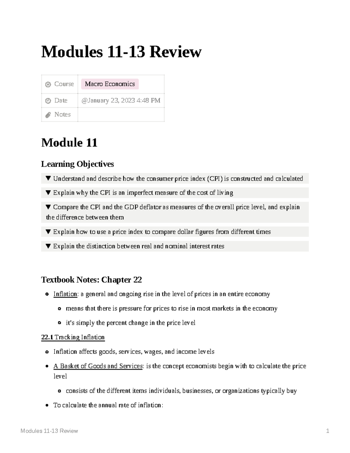 Modules 11-13 Review - Modules 11-13 Review Course Macro Economics Date ...
