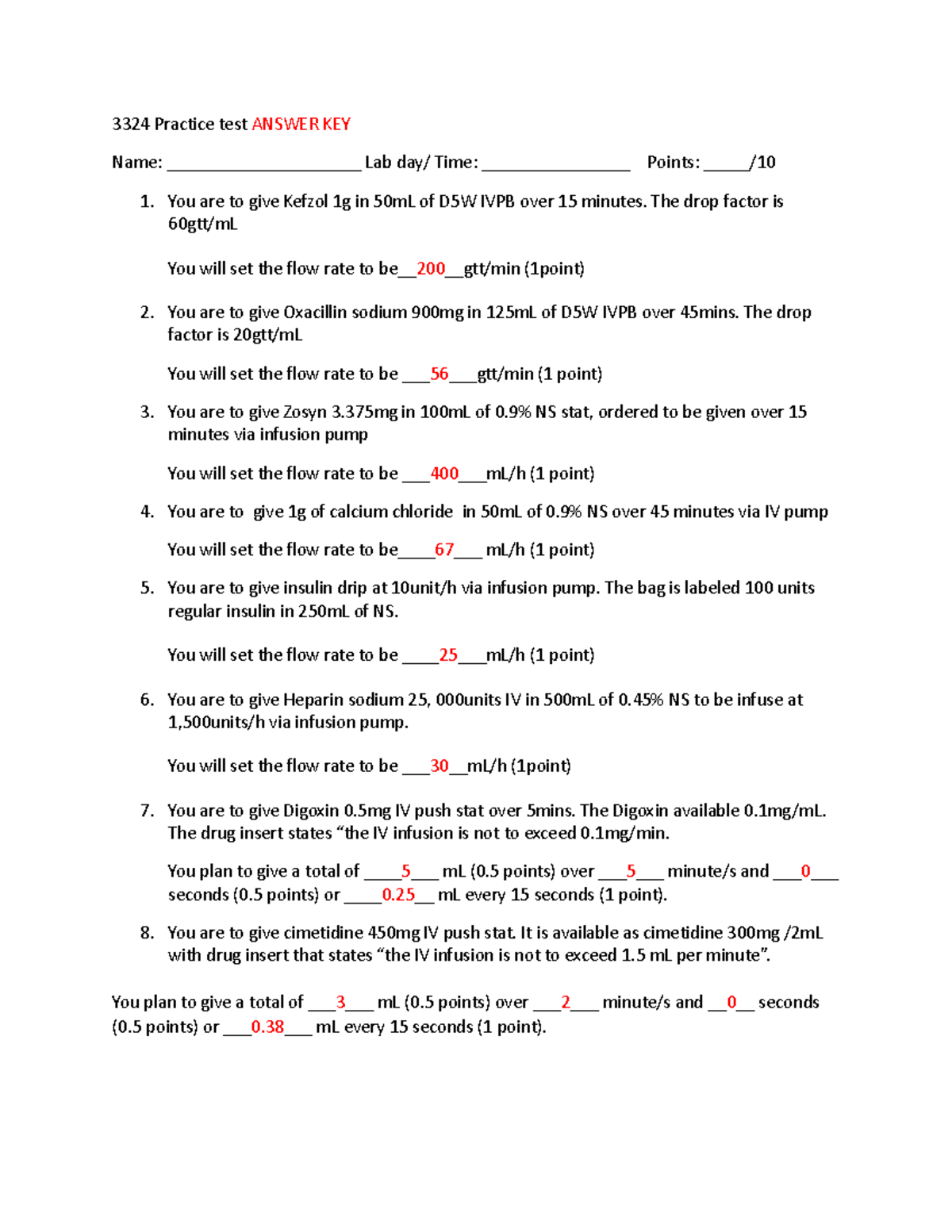 3324 Practice 2021 answer key - 3324 Practice test ANSWER KEY Name