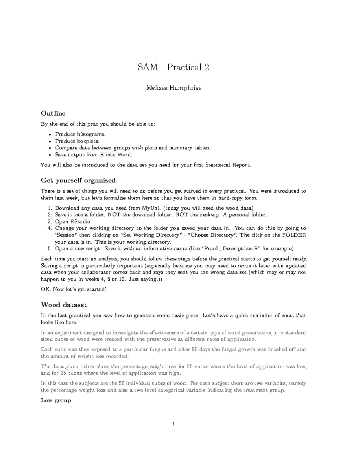 Practical 2 - Practice Computer Exercises for topic 2 of 'Statistical ...
