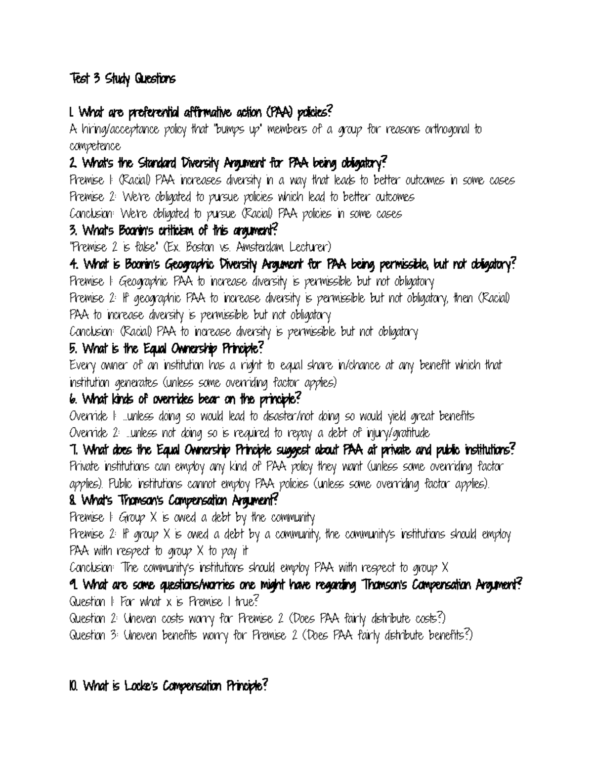 Test #3 Study Questions - Test 3 Study Questions What are preferential ...