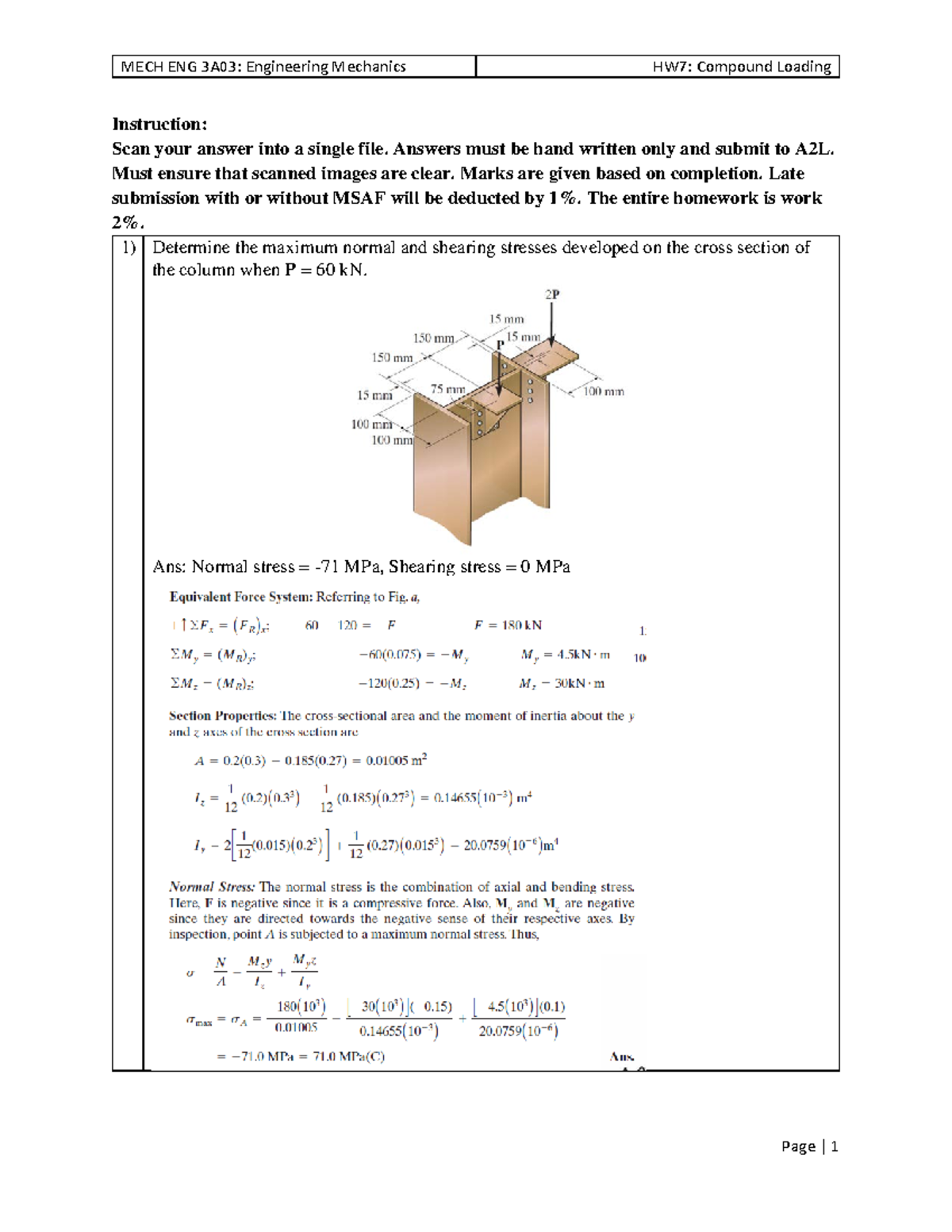HW07 Compound Loading Solution - Instruction: Scan your answer into a ...