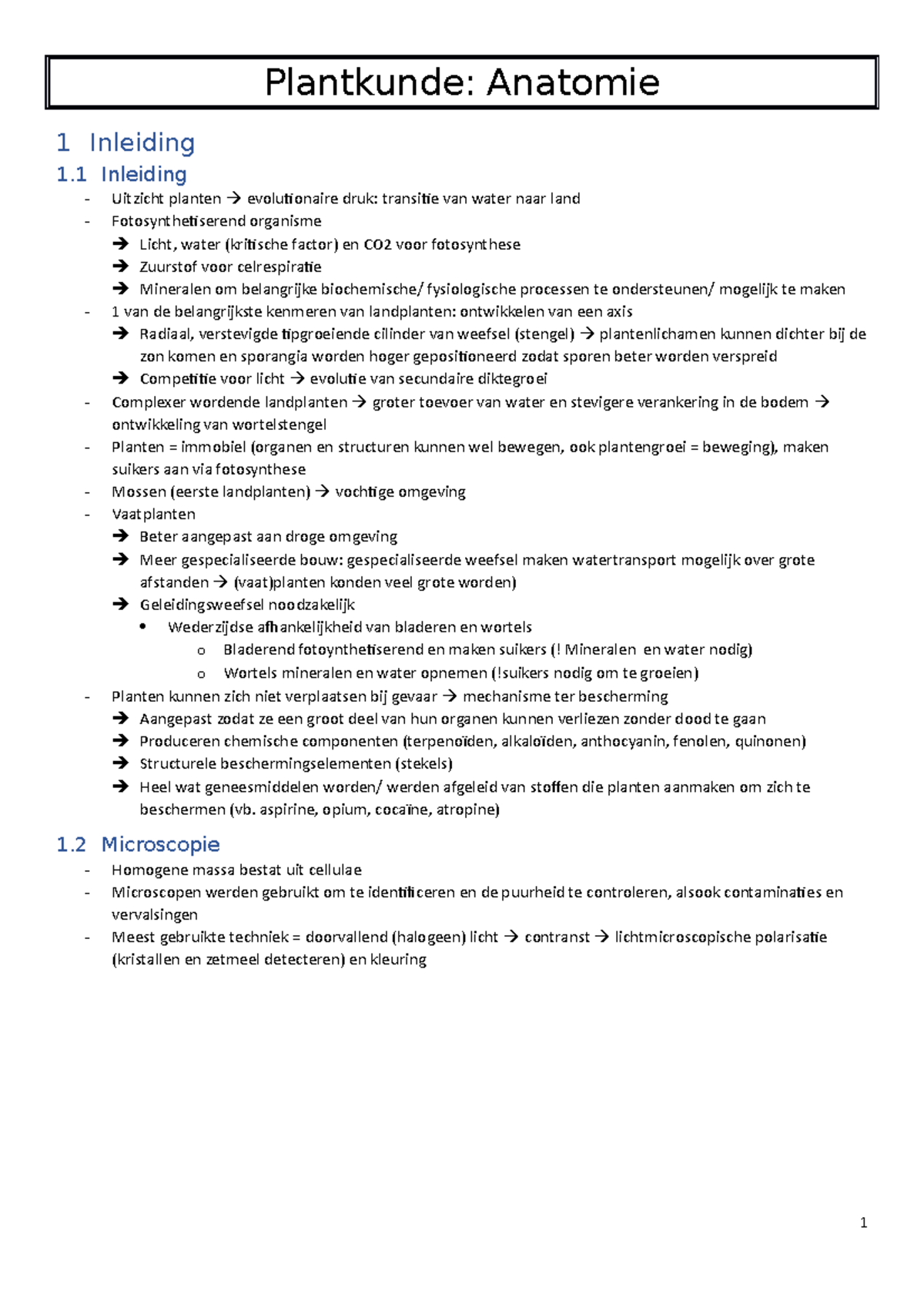 Plantkunde anatomie - Plantkunde: Anatomie 1 Inleiding 1 Inleiding ...