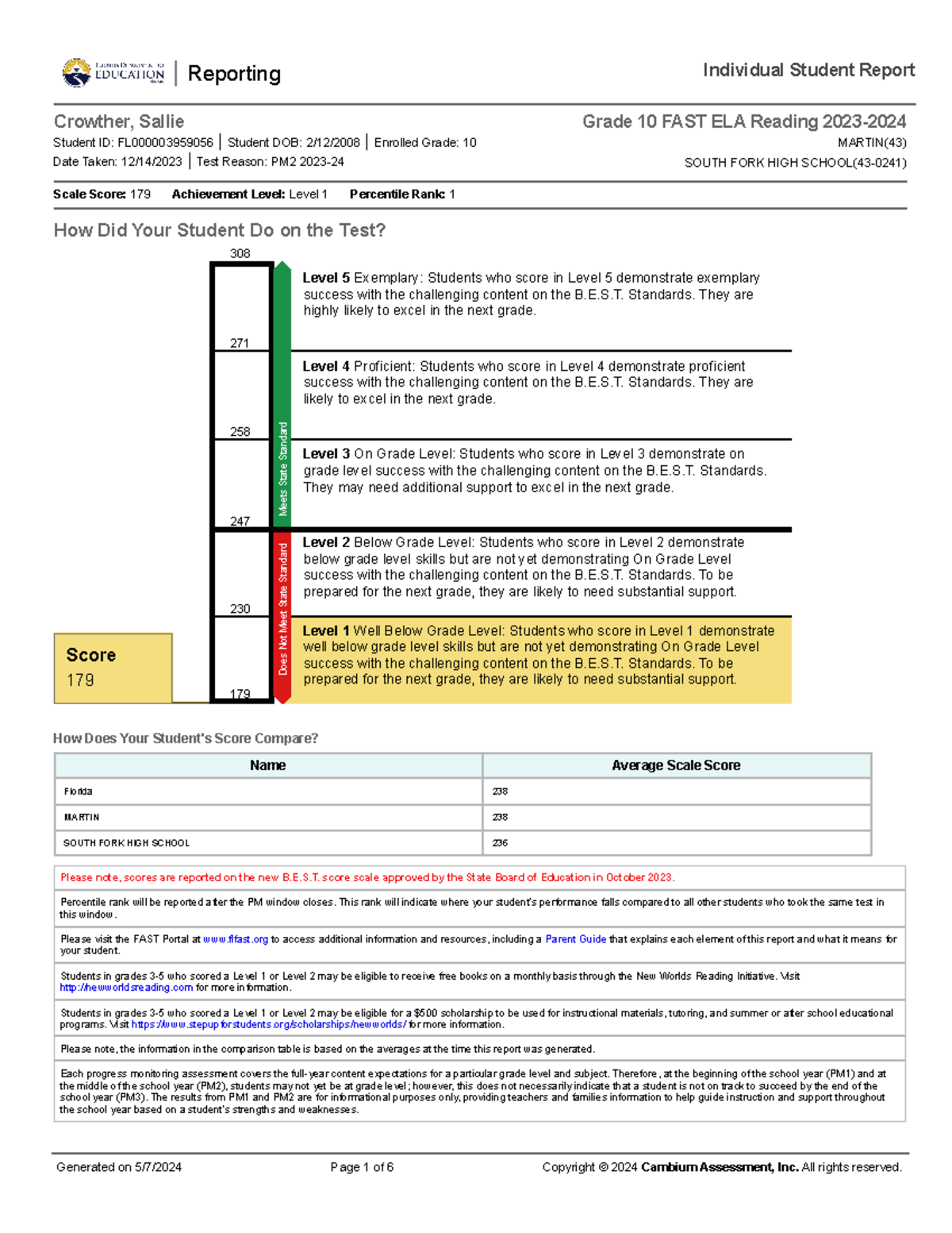 Grade 10 FAST ELA Reading - Crowther, Sallie Grade 10 FAST ELA Reading ...