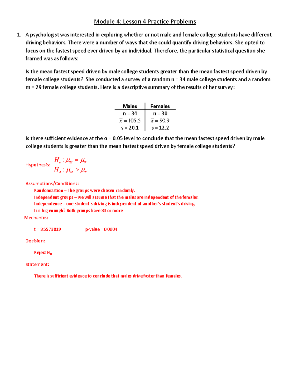 Module 4 Lesson 4 Practice - Module 4: Lesson 4 Practice Problems 1. A ...