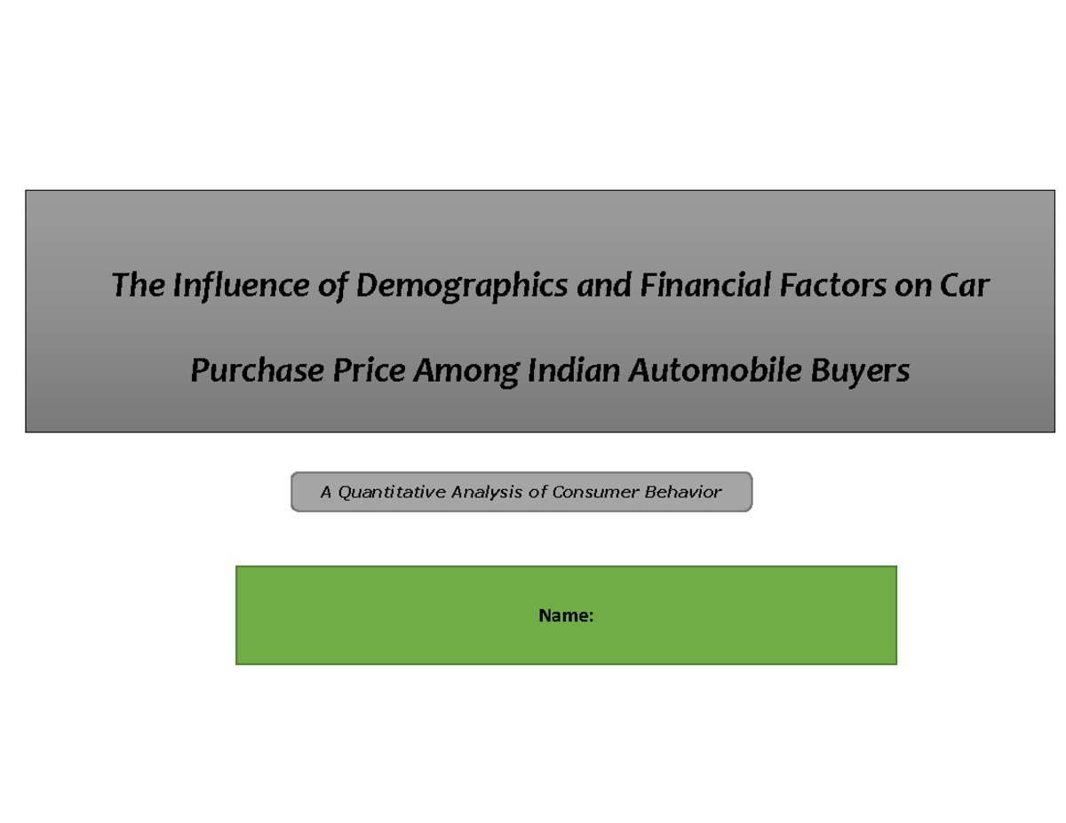 A Quantitative Analysis of Consumer Behavior - The Influence of ...