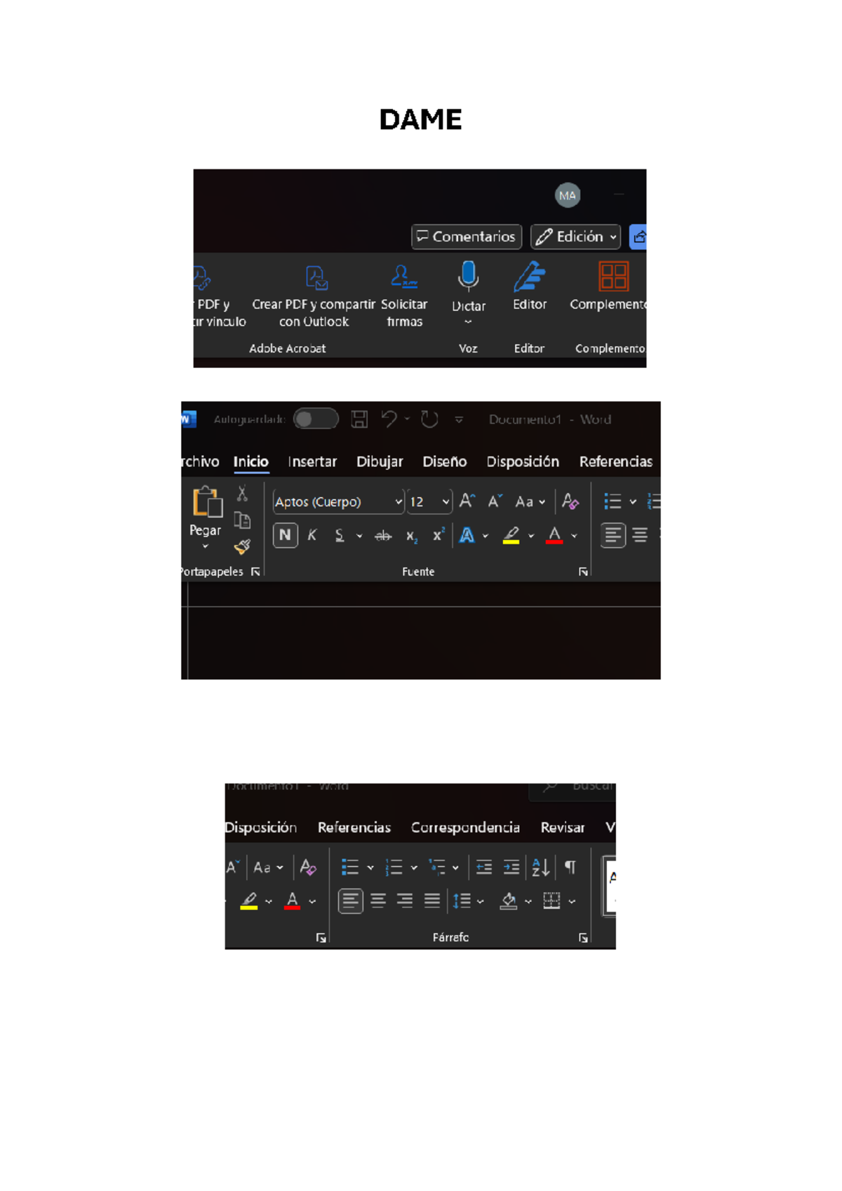 DAME - word - DAME MA Comentarios Edición V PDF y Crear PDF y compartir ...