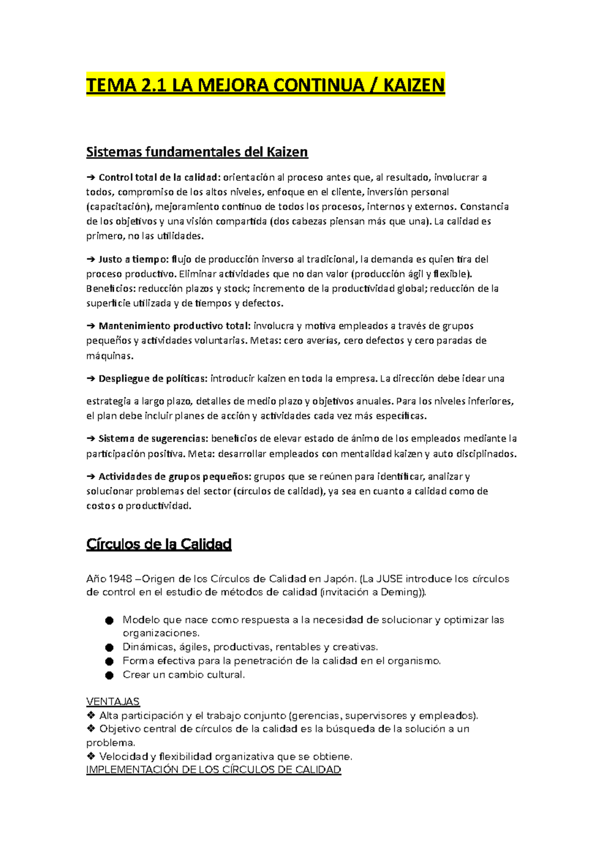 Unidad 2 - aaaaaaaaa - TEMA 2 LA MEJORA CONTINUA / KAIZEN Sistemas ...