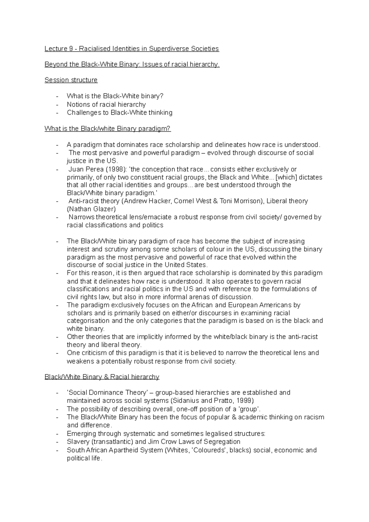 Beyond the Black-White Binary: Issues of racial hierarchy. - Session ...