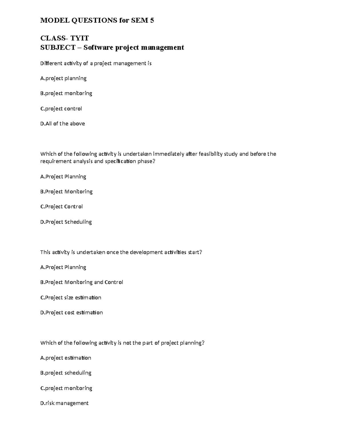 TYIT-SPM - mcq - MODEL QUESTIONS for SEM 5 CLASS- TYIT SUBJECT ...