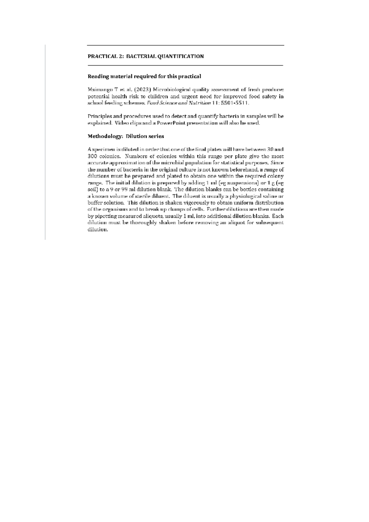 Practical 2 MBY 251 - MBY 251 - Studocu