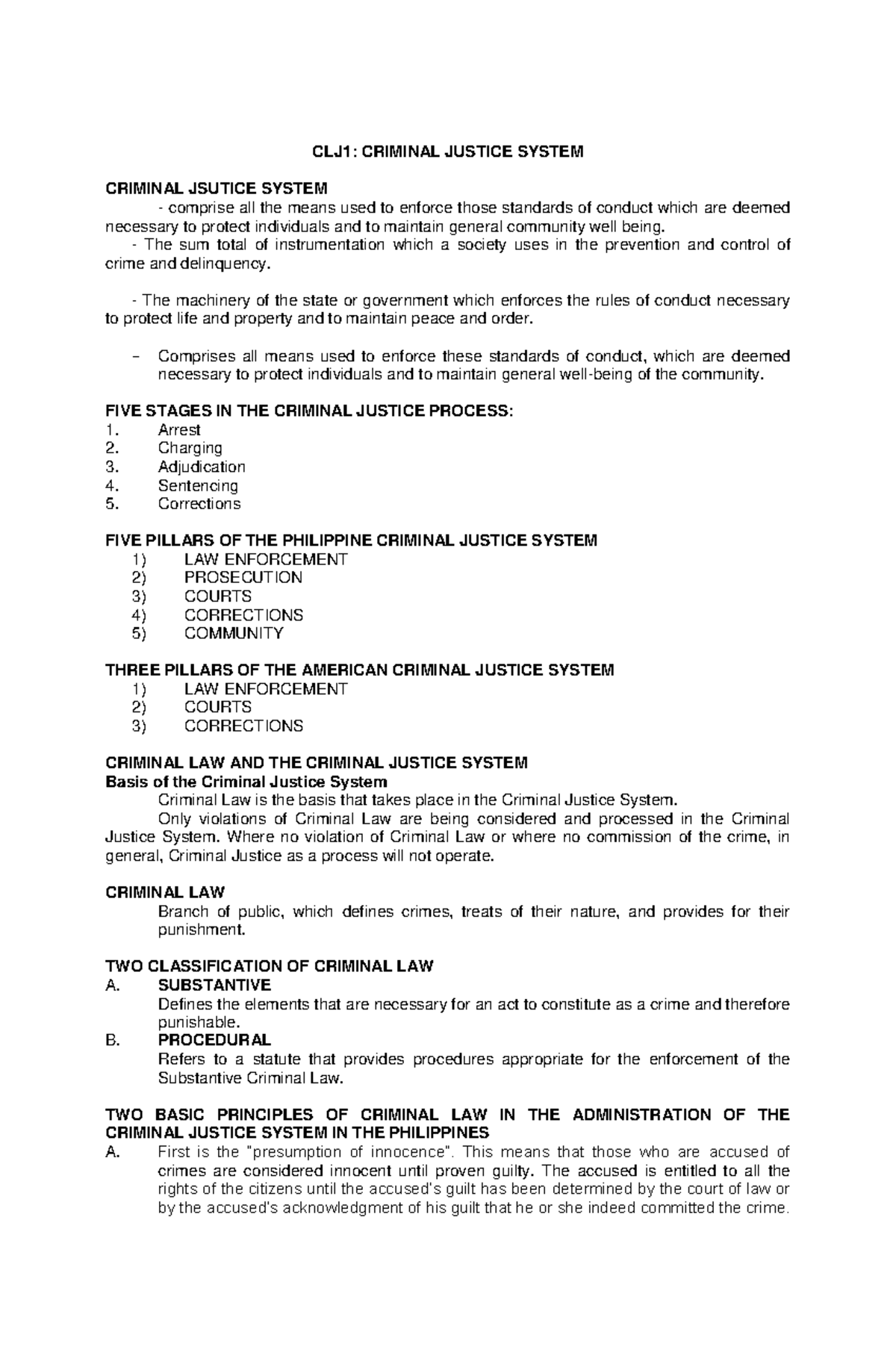 Ilide - Soft copy - CLJ1: CRIMINAL JUSTICE SYSTEM CRIMINAL JSUTICE ...