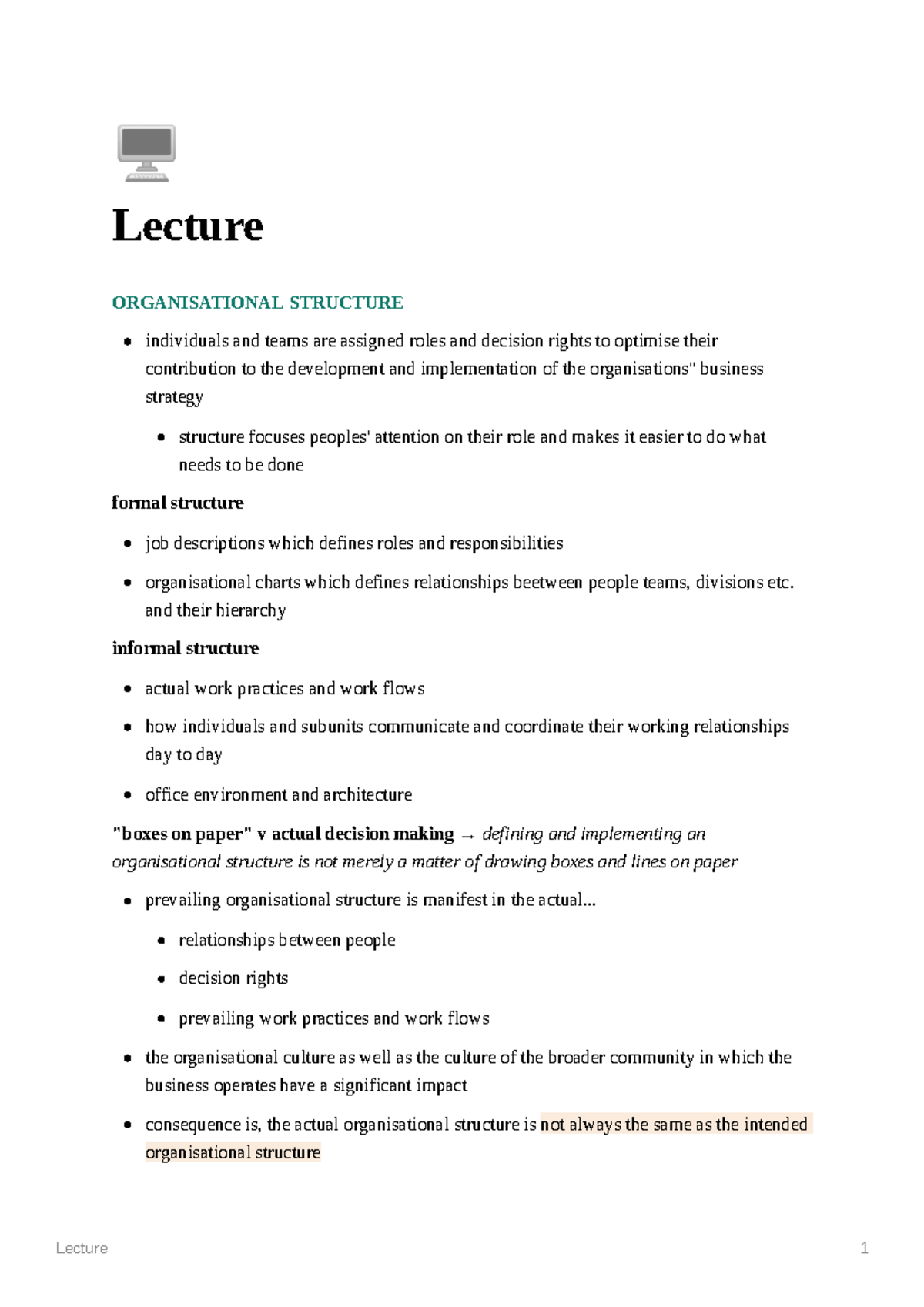 Enterprise performance management notes compiled for all lectures ...