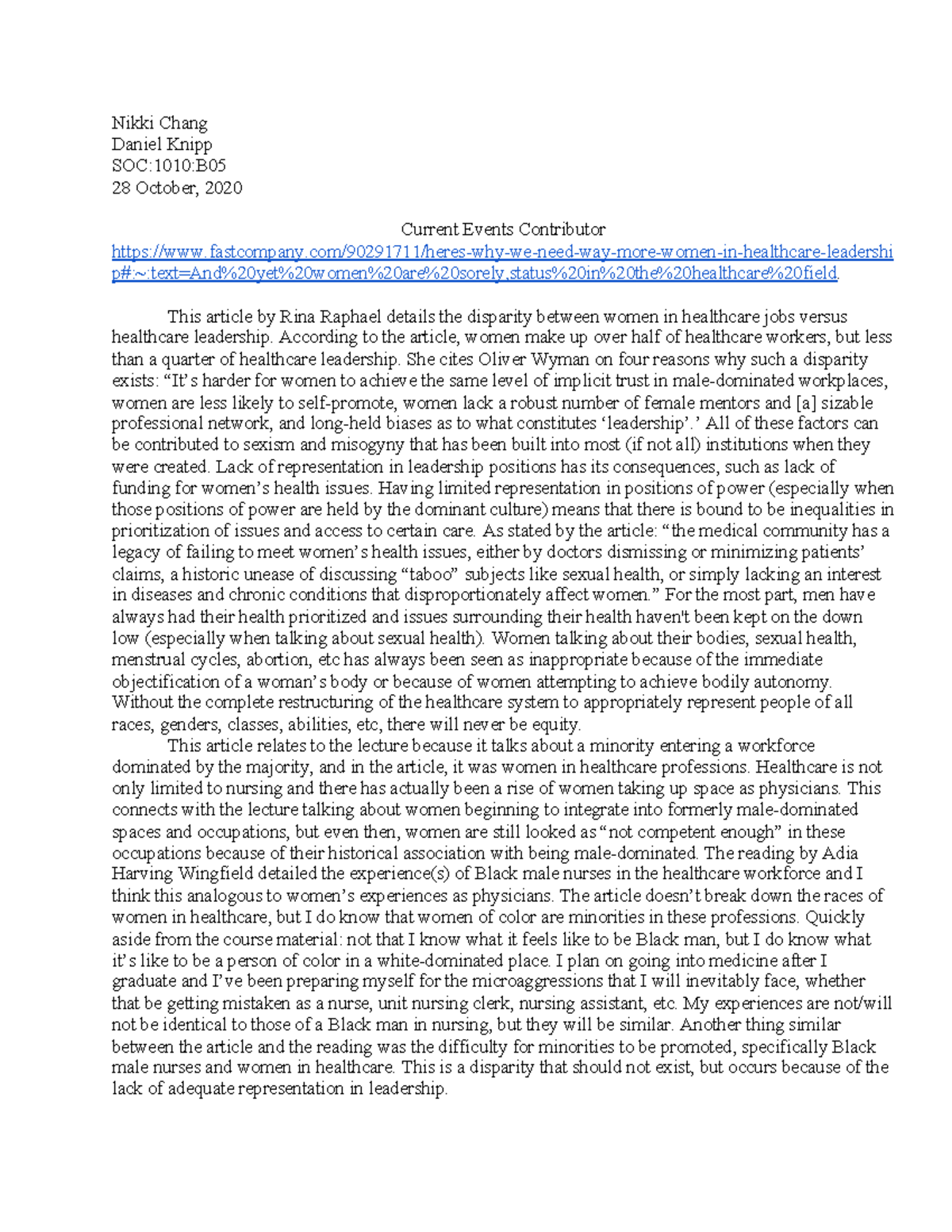 Current Events Contributor - Nikki Chang Daniel Knipp SOC:1010:B 28 ...