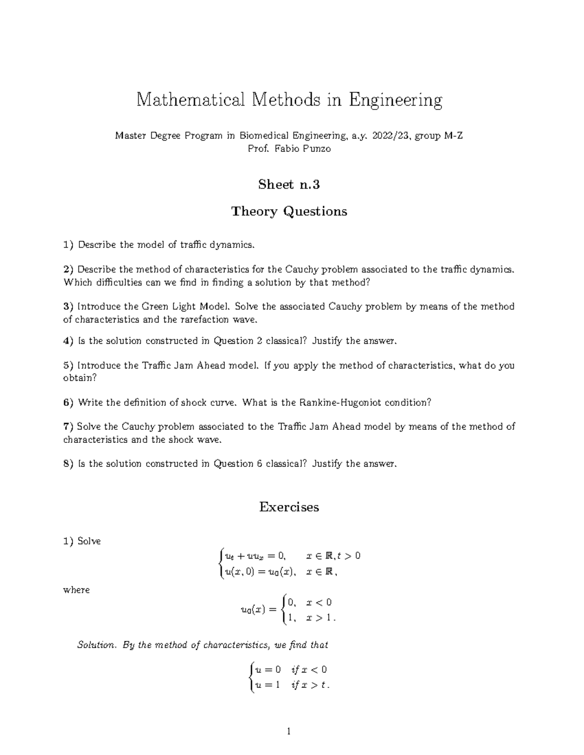 Sheet 3 - Mathematical Methods in Engineering Master Degree Program in ...