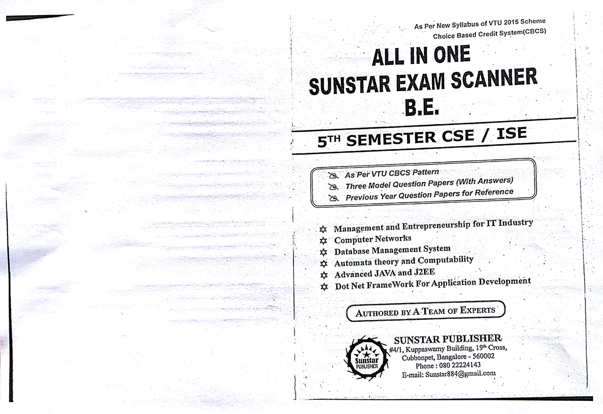 Sunstar Scanner 5th Sem -(CSE-ISE) - Computer science - Studocu