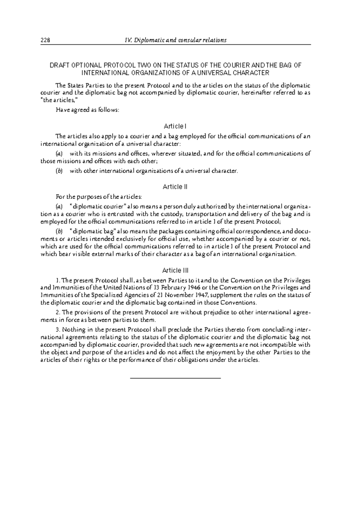 Book 1-82 - n/a - 228 IV. Diplomatic and consular relations Draft ...