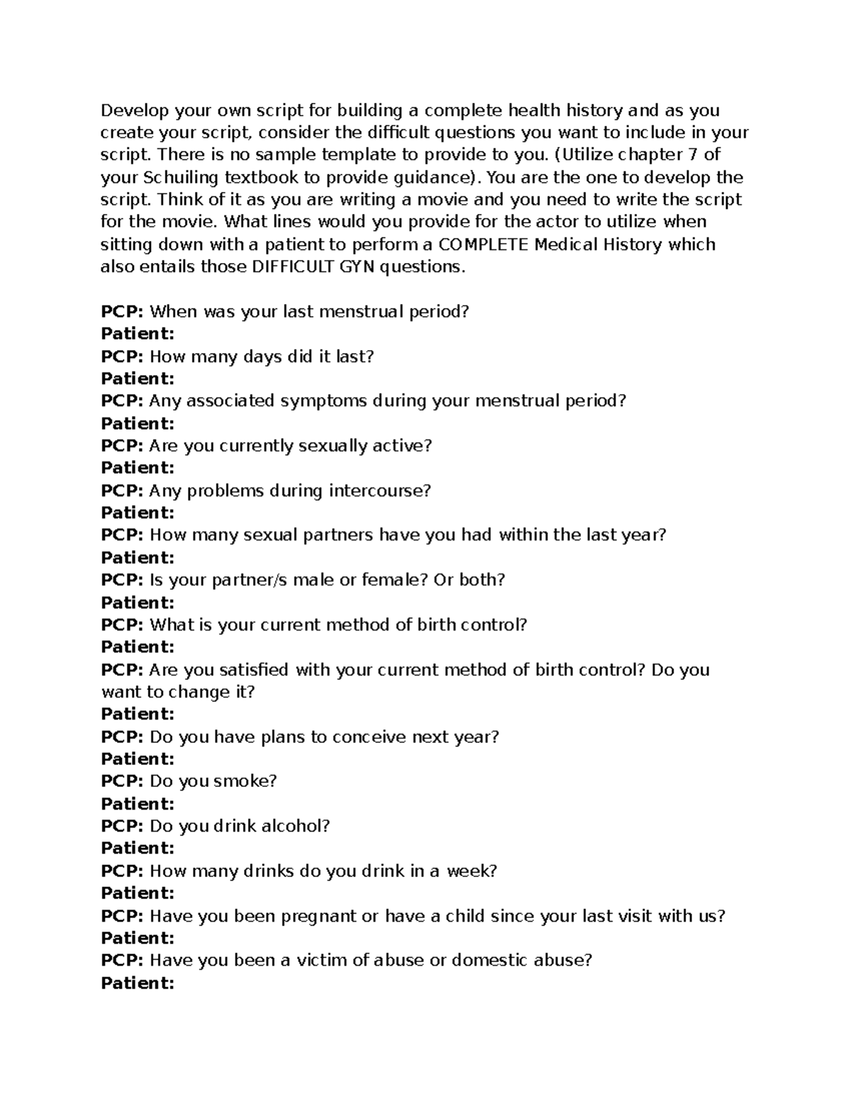 Script Draft - Develop your own script for building a complete health ...