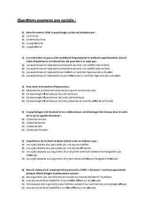 QCM Psychologie du developpement 2016-2022 avec reponses - QCM Psychologie du développement 21 ...