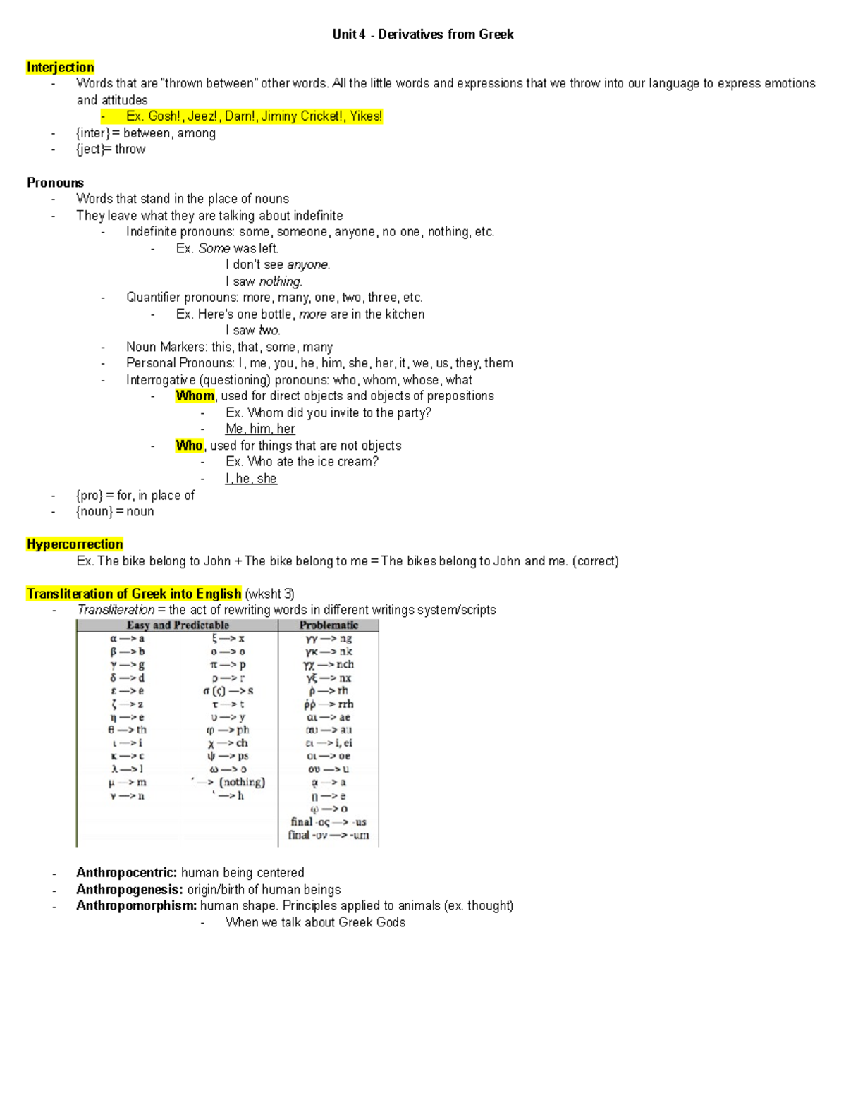 Unit 4 - Derivatives from Greek - Unit 4 - Derivatives from Greek ...