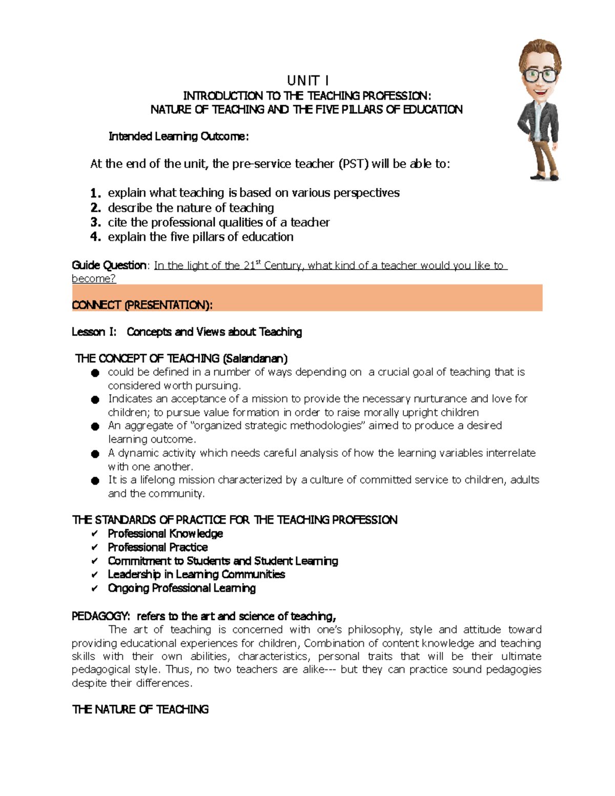 UNIT I The Nature of Teaching - UNIT I INTRODUCTION TO THE TEACHING ...