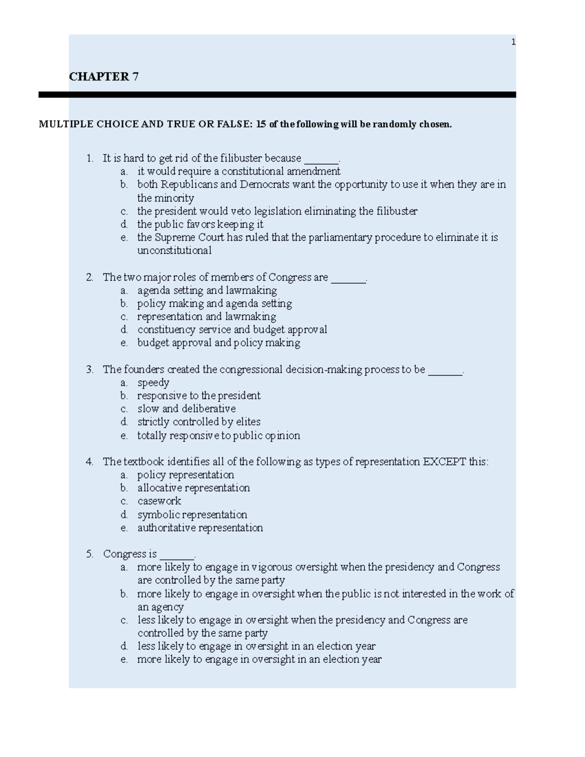 9. POLS 301 Wk 2 Chapter 7 Quiz 7 Study Guide - CHAPTER 7 MULTIPLE ...