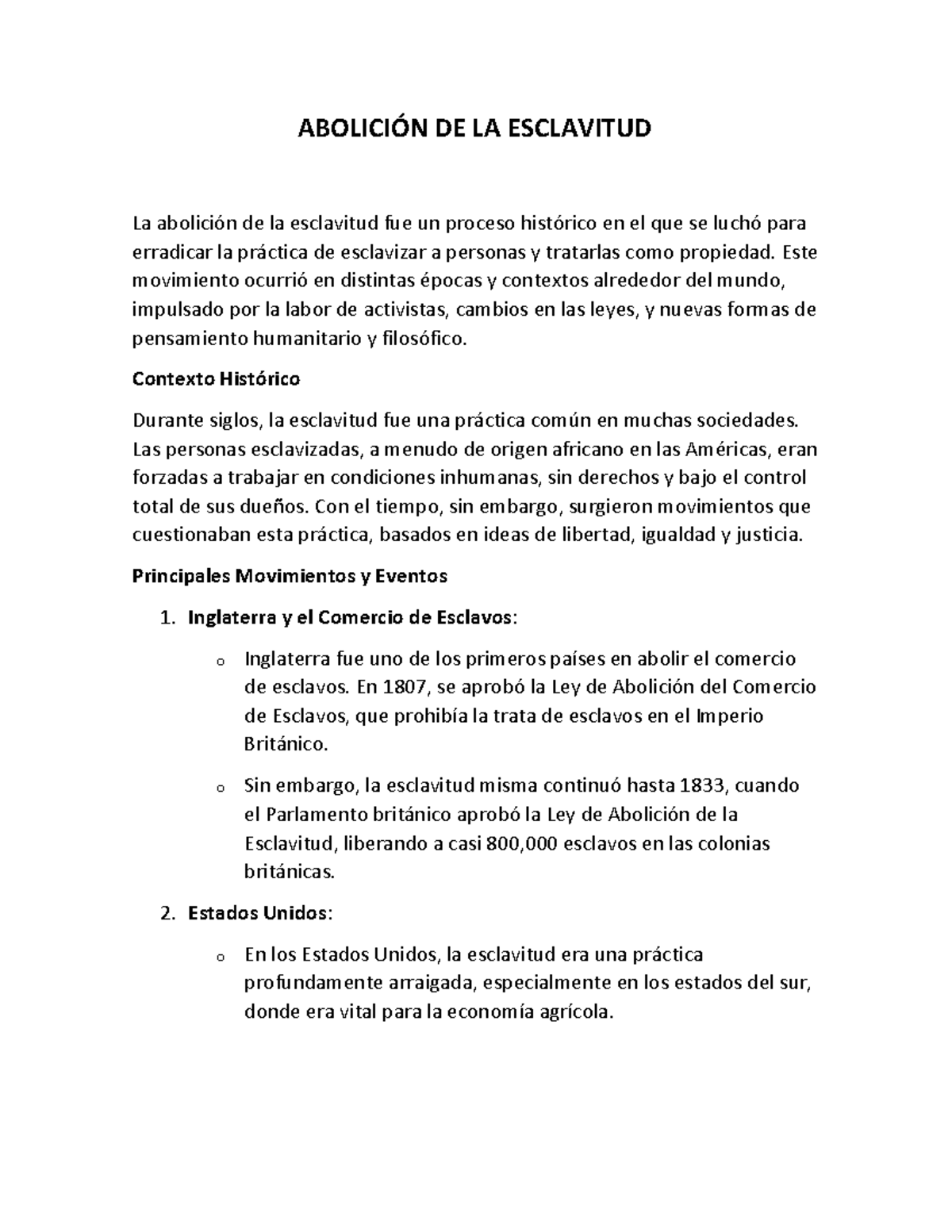 Abolición DE LA Esclavitud - ABOLICIÓN DE LA ESCLAVITUD La abolición de ...