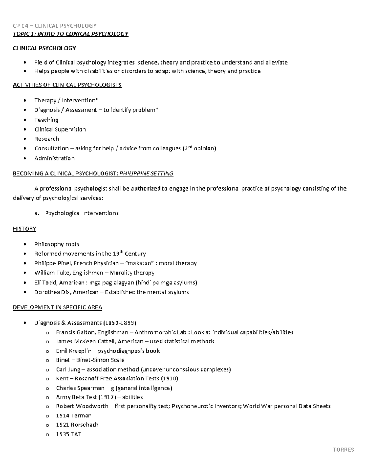 Intro to Clinical Psychology - TOPIC 1: INTRO TO CLINICAL PSYCHOLOGY ...