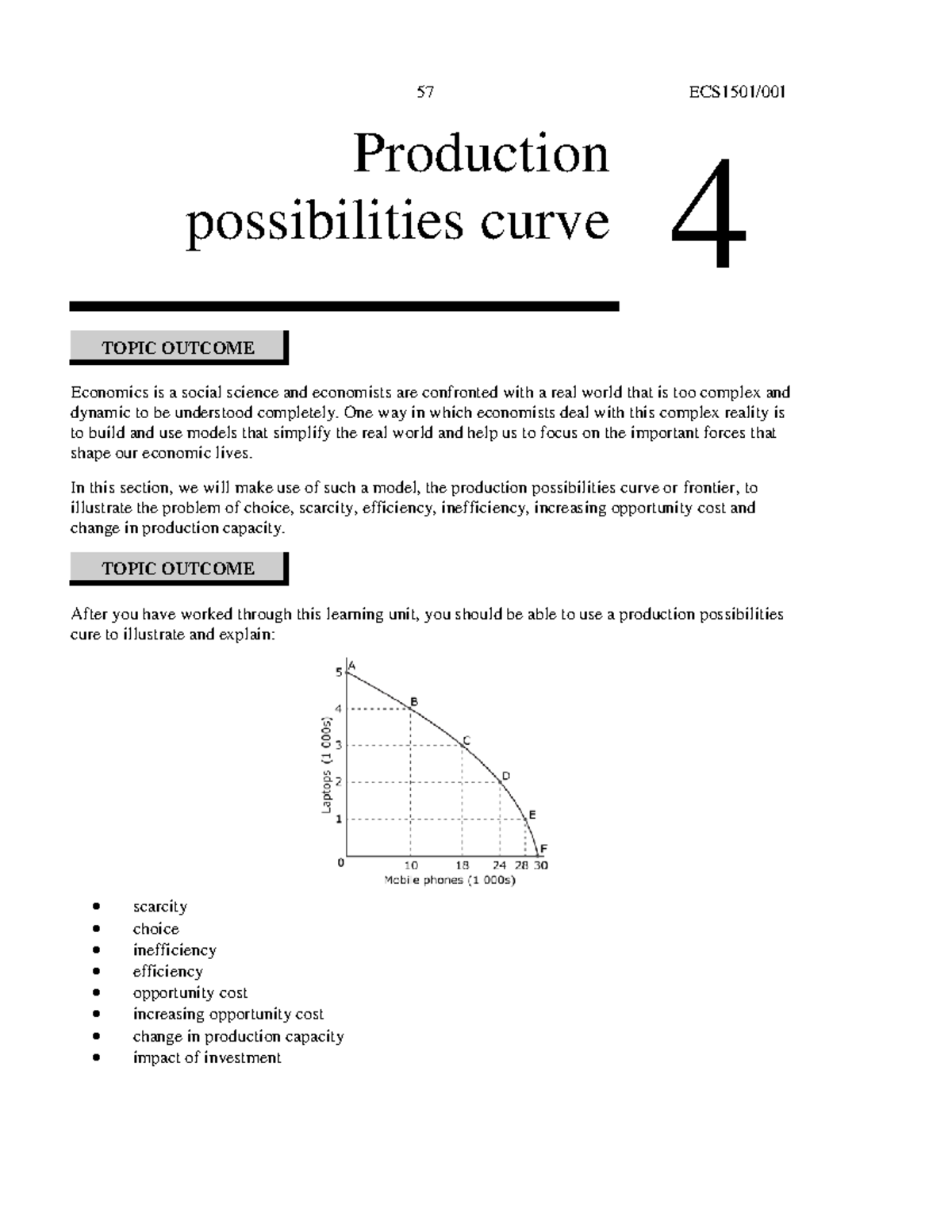 Topic 4 - Yes all answers - 57 ECS1501/ Production possibilities curve ...