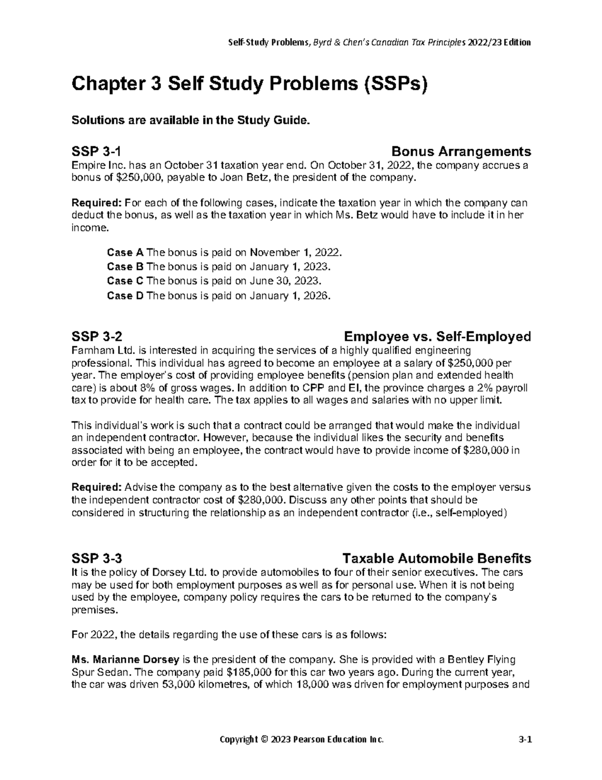 Self Study Problem ch 3 - Chapter 3 Self Study Problems (SSPs ...
