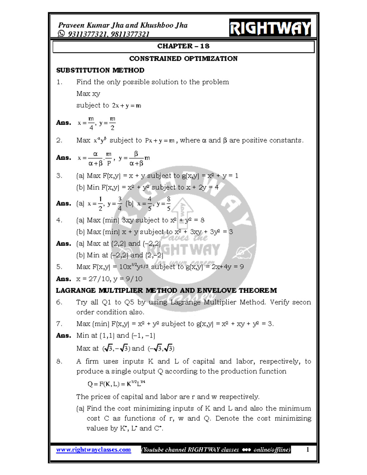 Ch 18 Lecture Notes 9311377321 9811377321 Chapter 18 Constrained