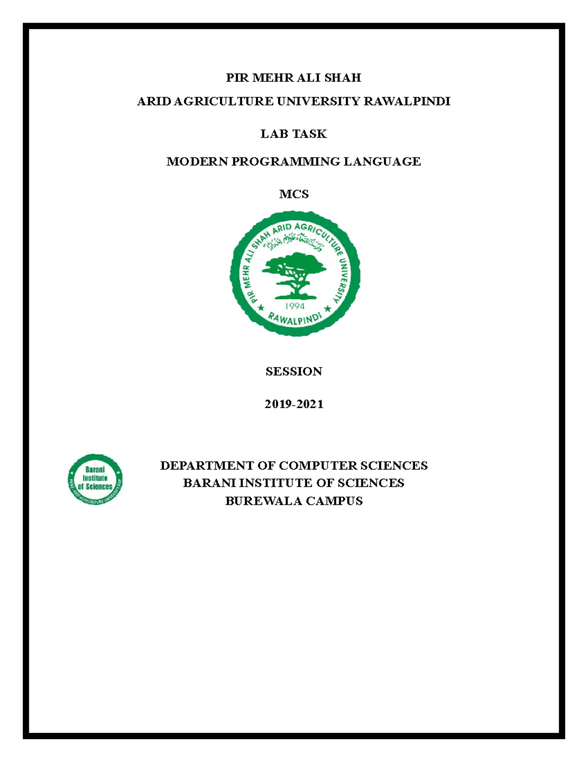 MLP - This Notes is about Modern Programming Language. - PIR MEHR ALI ...