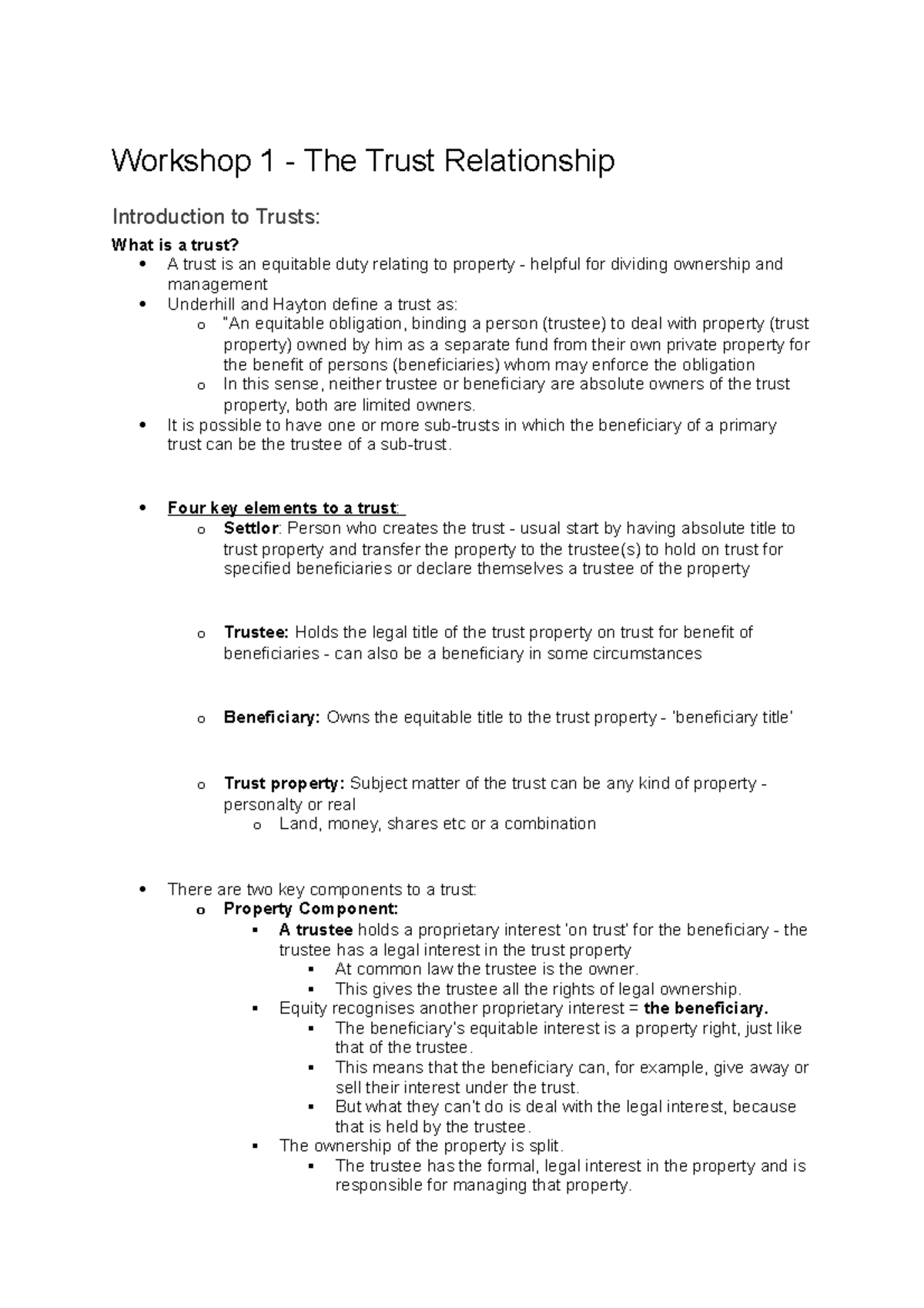 Trusts WS1 Prepare Notes - Workshop 1 - The Trust Relationship ...