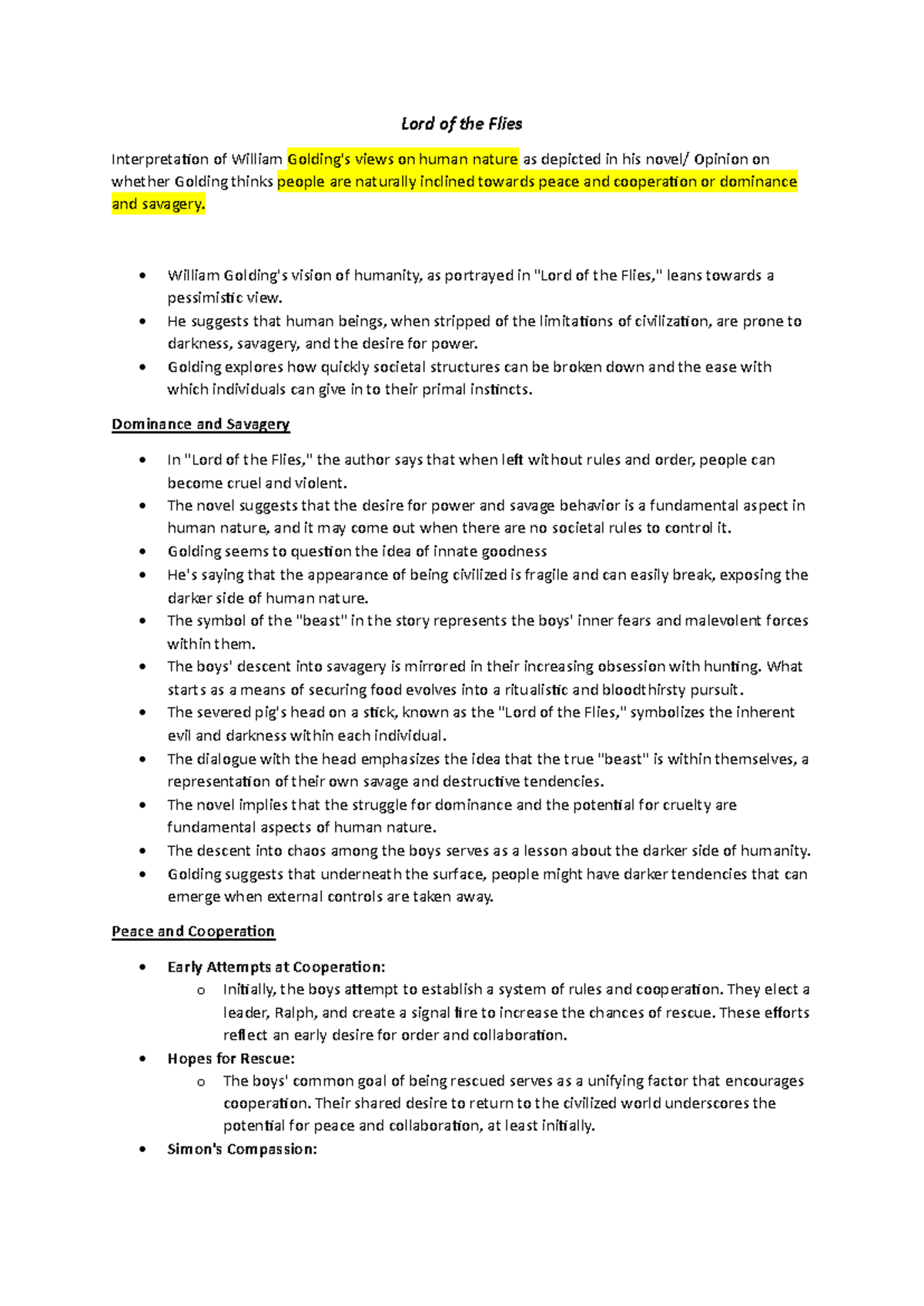 Lord of the Flies - Lord of the Flies Interpretation of William Golding ...