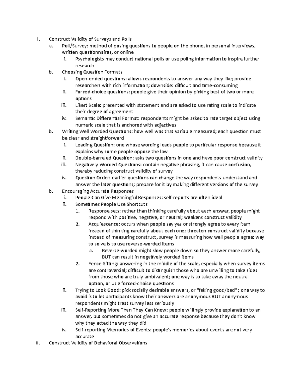 Chapter 6 Lecture Notes 6 I Construct Validity Of Surveys And chapter-6-lecture-notes-6-i-construct-validity-of-surveys-and