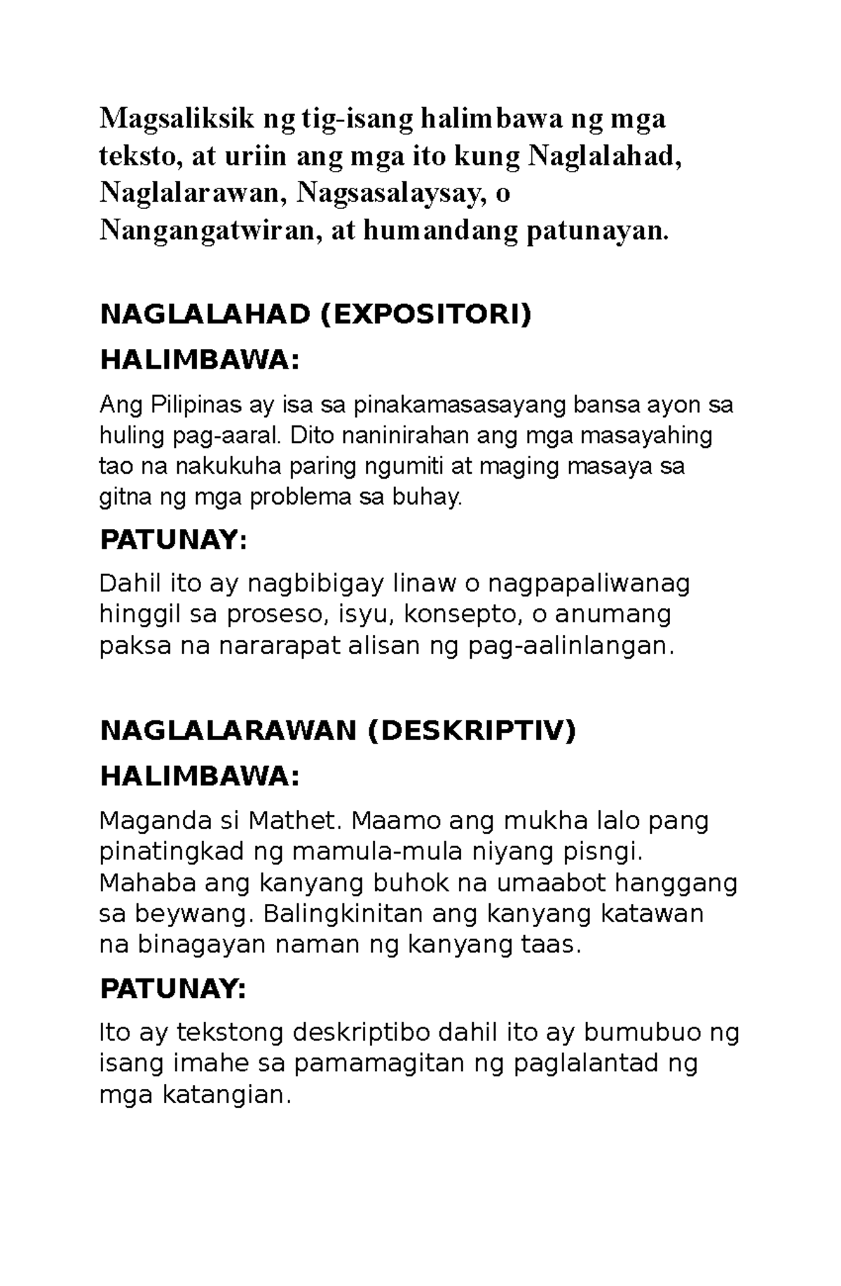 ANNA - fgcfgvfdgfcvdfg - Magsaliksik ng tig-isang halimbawa ng mga ...
