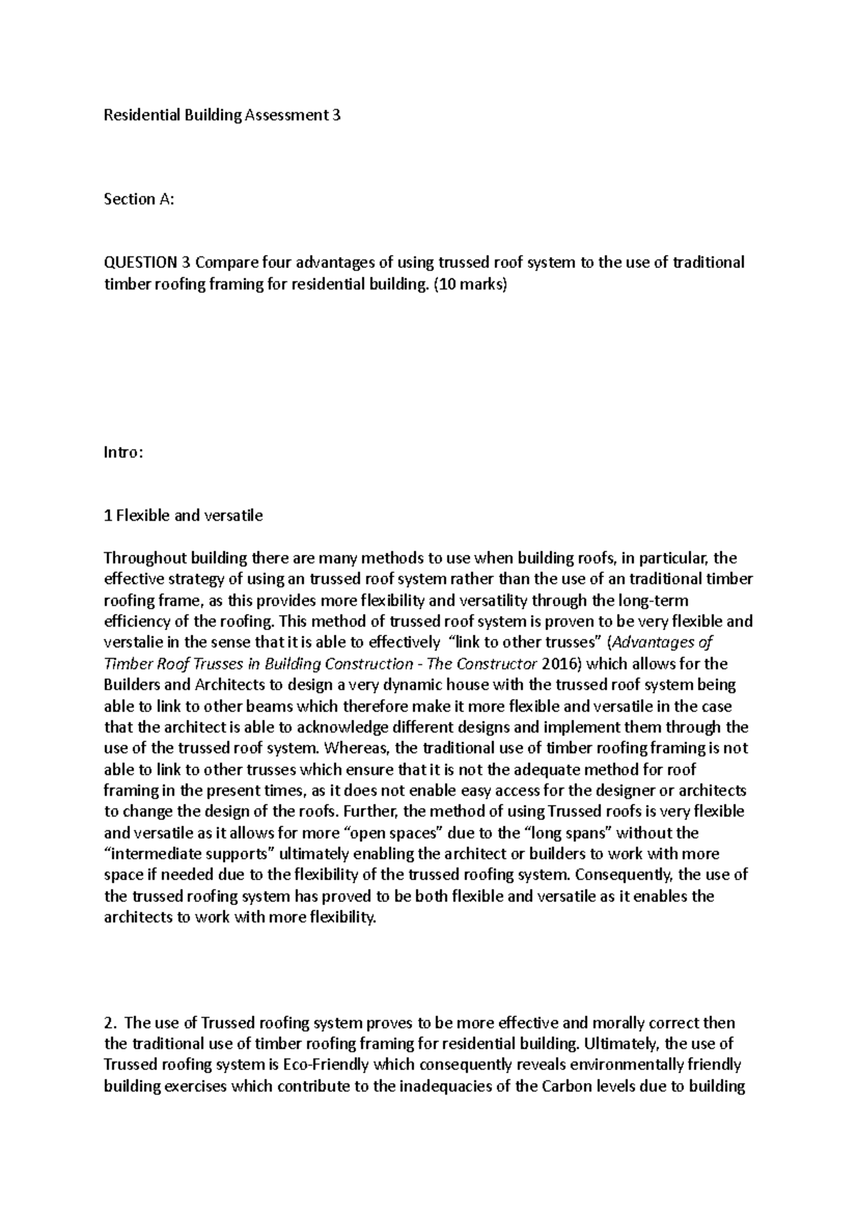 Res Building Assessment - Residential Building Assessment 3 Section A ...
