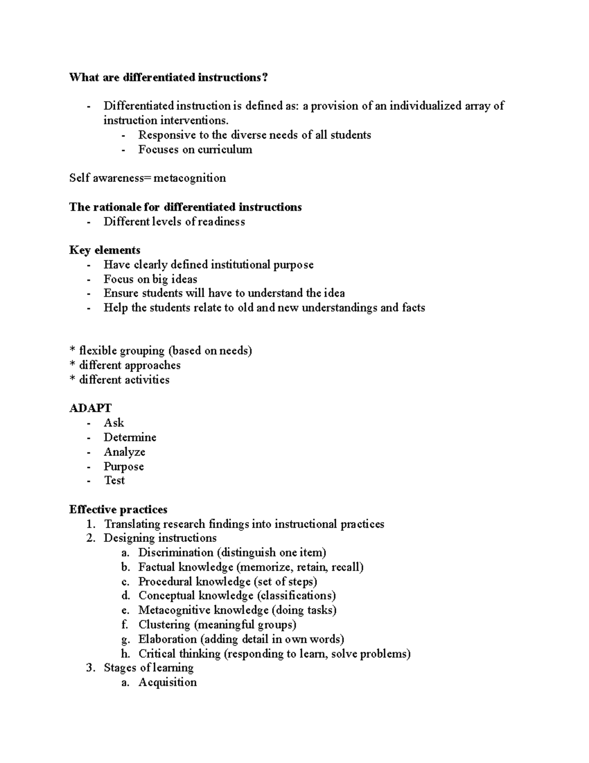 Notes 11 17 - What are differentiated instructions? Differentiated ...