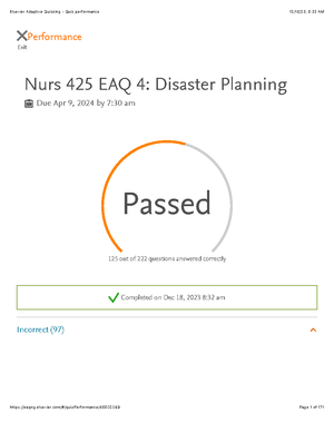EAQ 3 Prioritization - ####### Exit Performance Nurs 425: EAQ 3 ...