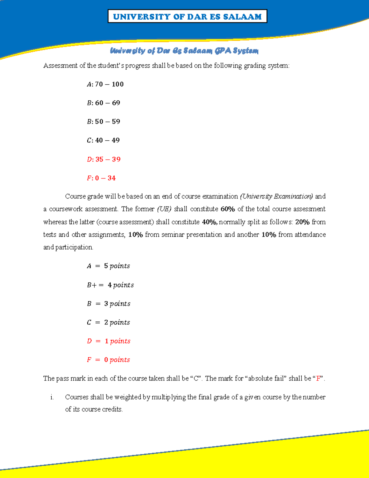 UDSM GPA System - Able to learn - University of Dar Es Salaam GPA ...