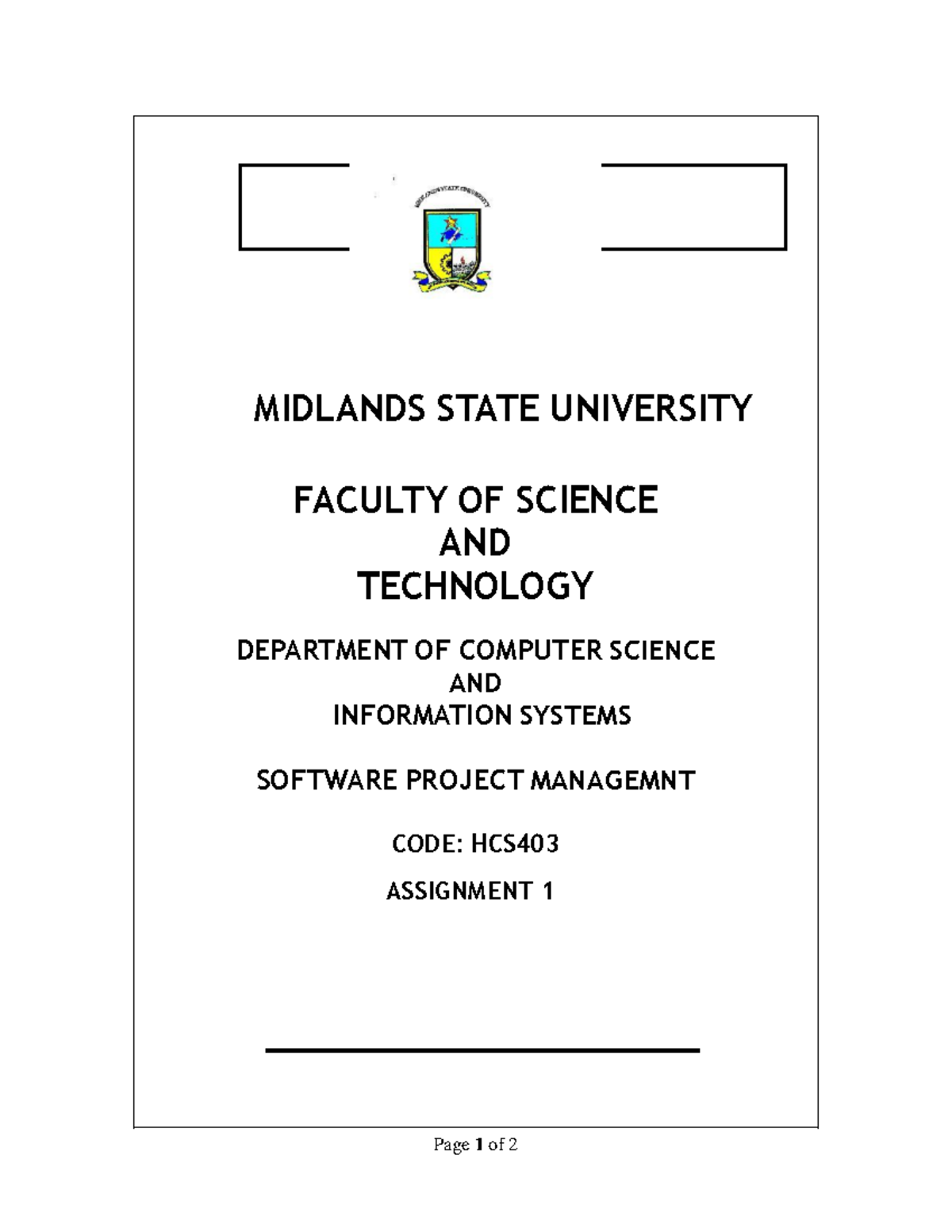 HCS403 Assignment 1 - work - MIDLANDS STATE UNIVERSITY FACULTY OF ...