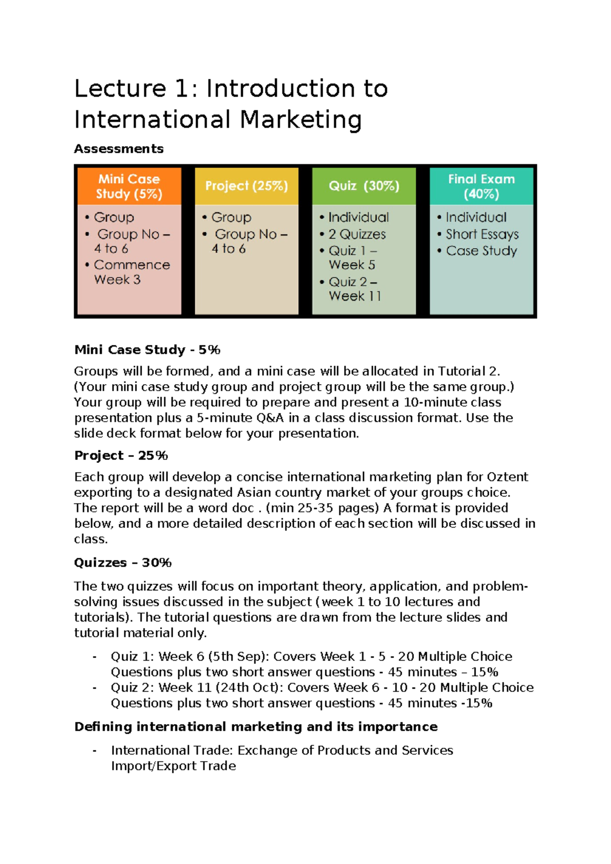 Lecture Notes - Lecture 1: Introduction to International Marketing ...