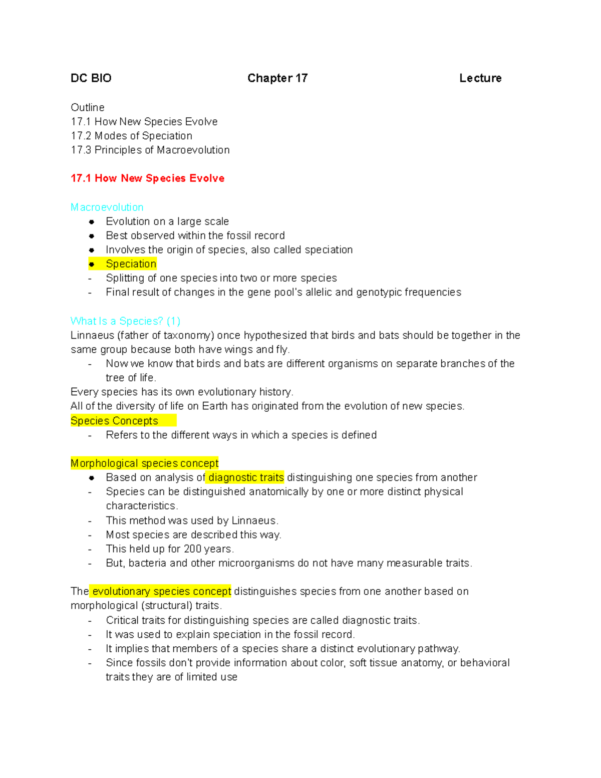 Dcbio Chapter 17 Lecture - DC BIO Chapter 17 Lecture Outline 17 How New ...