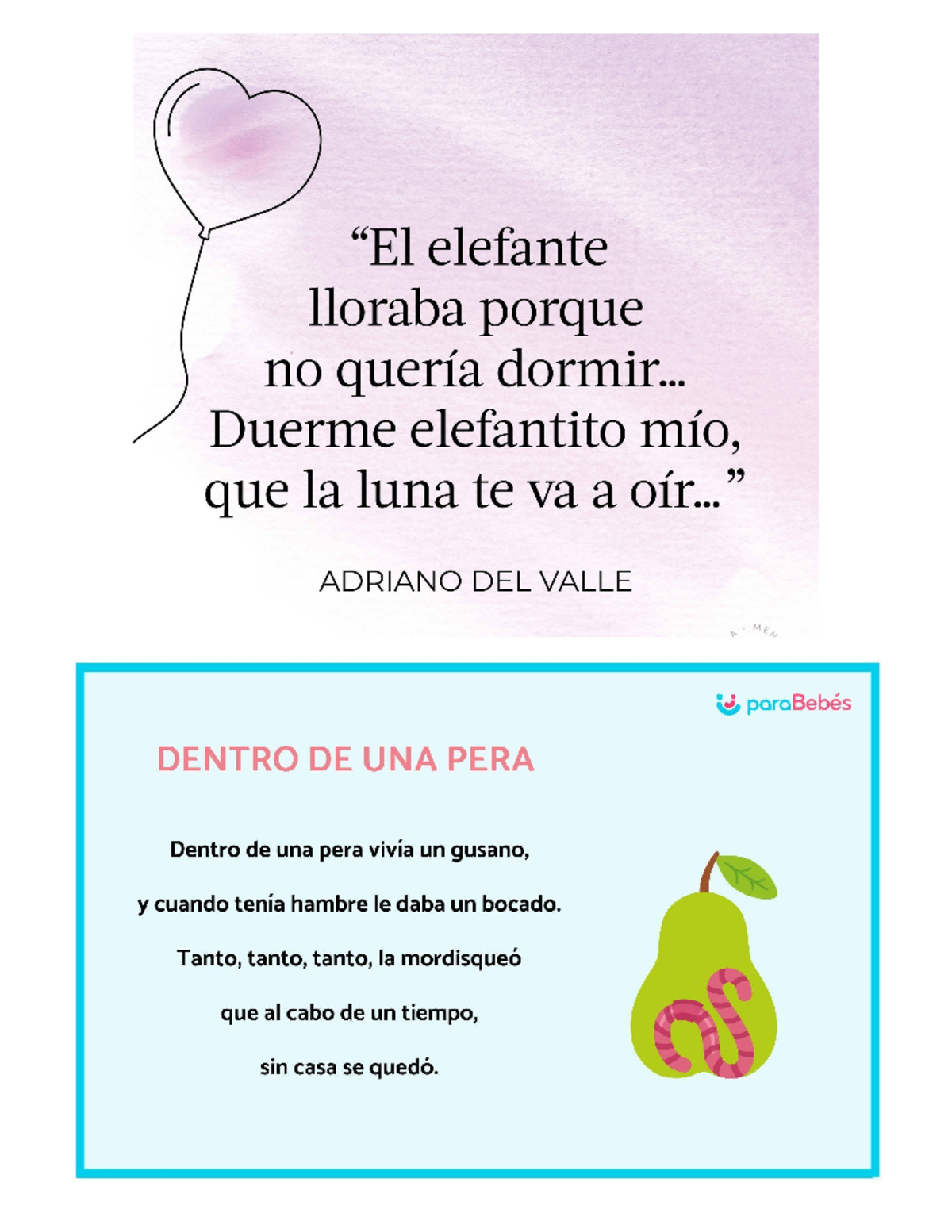 Poemas - elefante lloraba porque no quería dormir ... Duerme elefantito ...